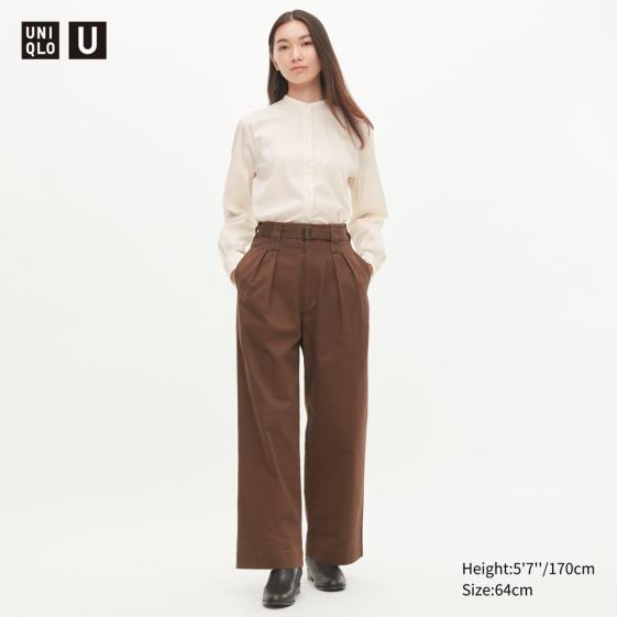 女裝 U 附腰帶打褶寬褲 | UQ 搜尋